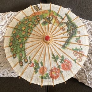 Vintage | Accents | Vintage Parasol Unmbrella Bamboo Asian Waxed Paper ...
